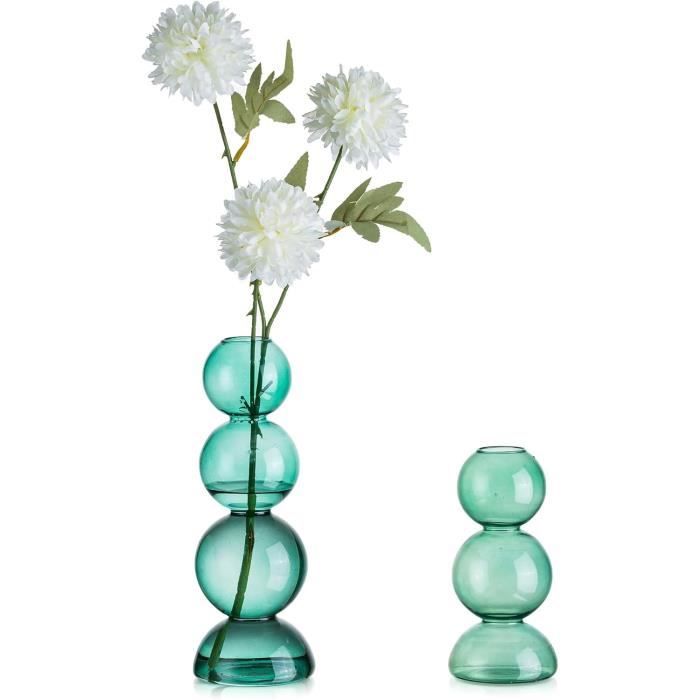 Vases À Bourgeons Pour La Décoration, Lot De 2 Vases En Verre Vert ...