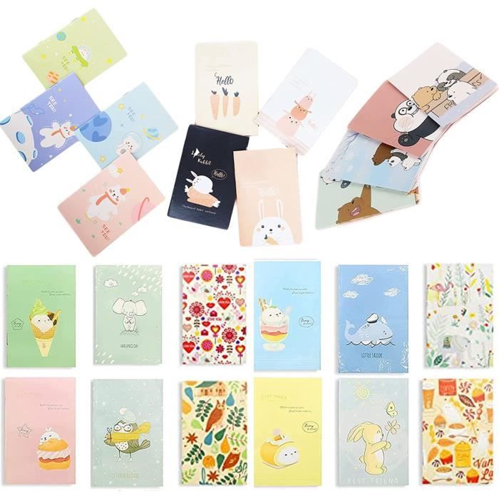 24 Pièces Animé Mignon Bloc Notes Mini, Carnet de Poche Style Aléatoire ...