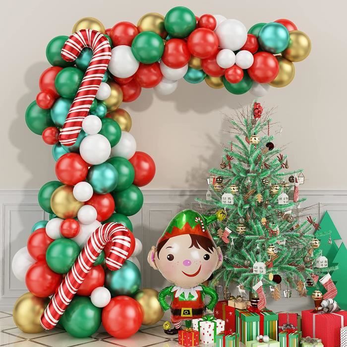 Kit de décoration de fête - Noël - Ballons rouges, verts et dorés ...