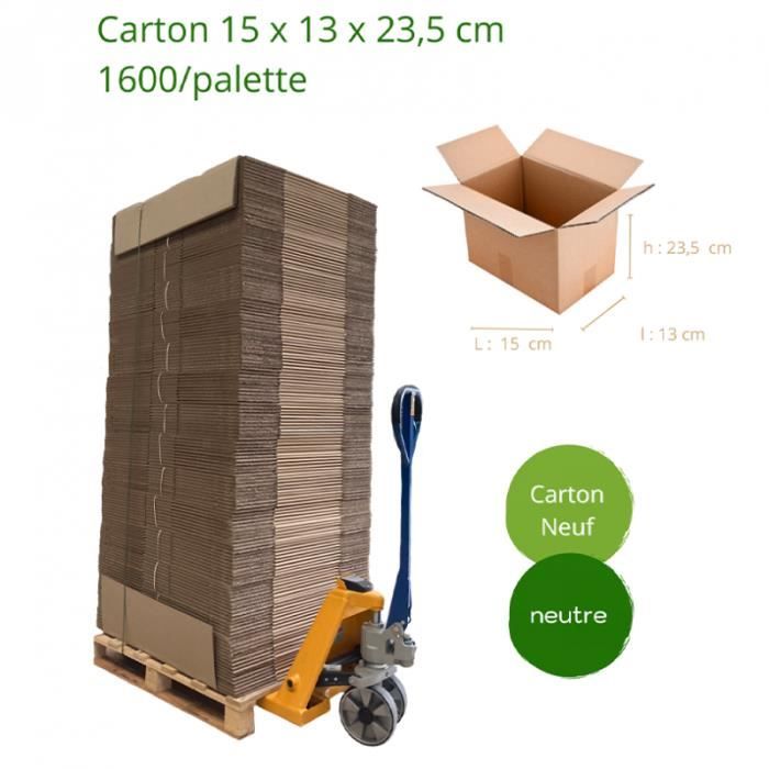Palette de carton 15 x 13 x 23,5 Simple Cannelure (x1600) - Carton vert ...