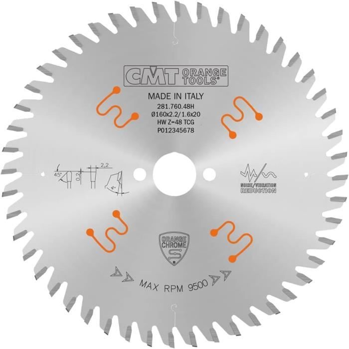 Lame de scie - CMT - 160 mm - 48 dents - Carbure chromé - Alésage 20 mm ...