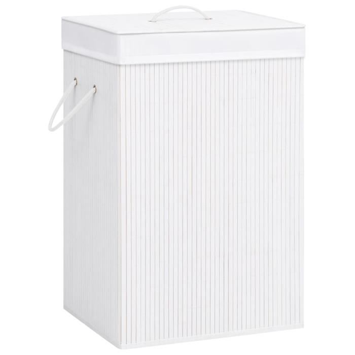 Fydun Panier à linge Bambou Blanc 112255 - Cdiscount Maison
