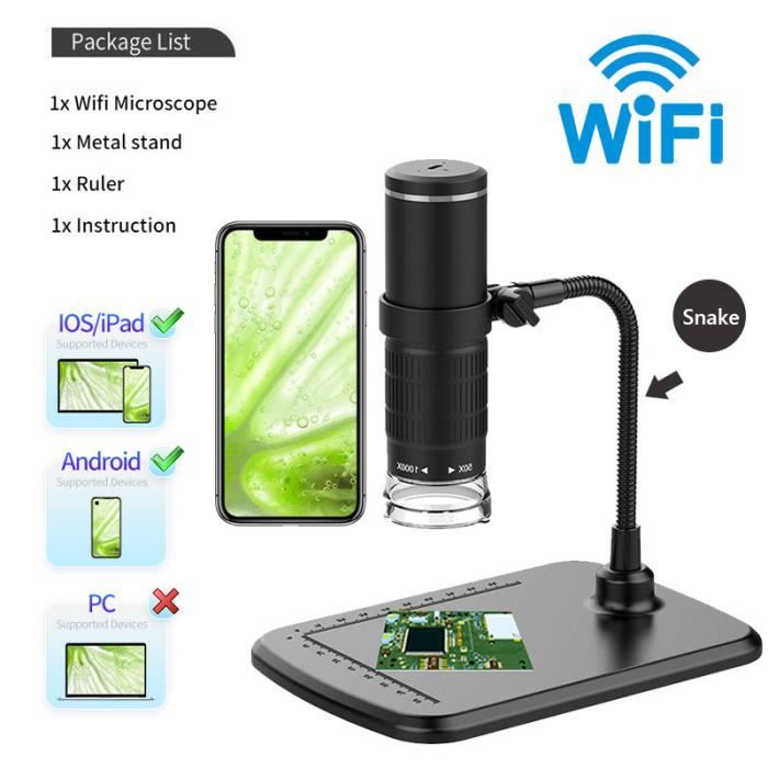 MICROSCOPE OPTIQUE,Wifi Snake Microscope numérique USB 1000X 3 en 1 ...