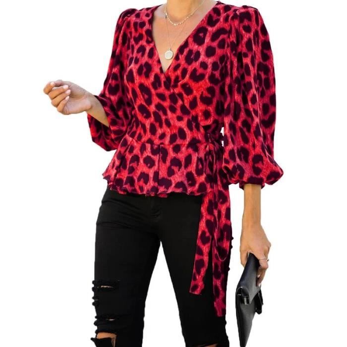 Chemise tunique de bureau élégante pour femme,chemisiers sexy,col en V ...