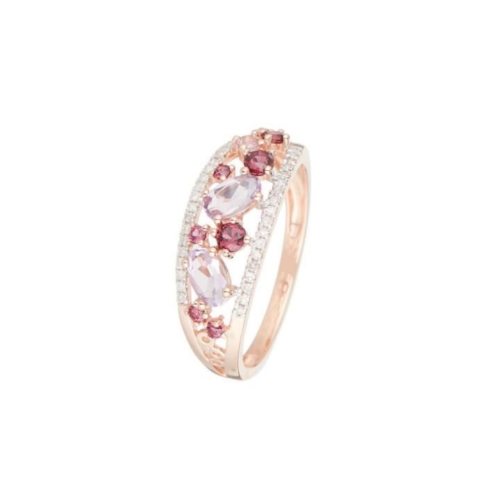Bague Or Rose Diamant et Pierre Précieuse Or - Achat / Vente bague ...