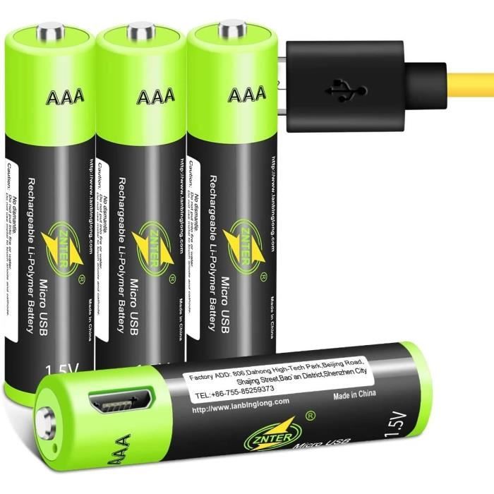 Aaa Piles - 4 Paquet, Piles Au Lithium Rechargeables Usb 1,5 V 600 Mah ...