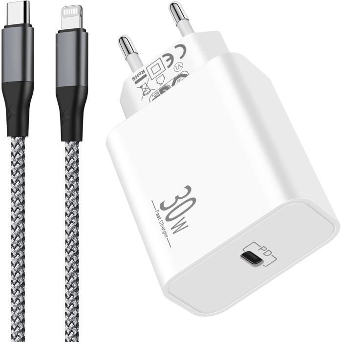 Embout Chargeur Iphone Rapide (Pd-Qc-Pps) Et Câble Iphone, Prise ...