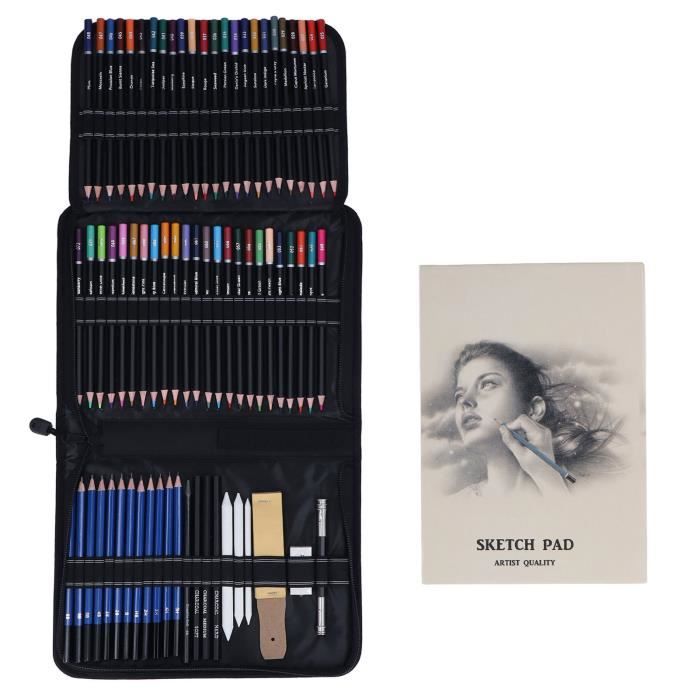 Tbest kit de crayon de dessin Ensemble de crayons de couleur 97PCS avec crayons de dessin A5 et ...