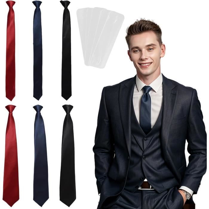 Lot De 6 Cravate Homme, Pré-Nouée En Glissière Cravate À Glissière ...