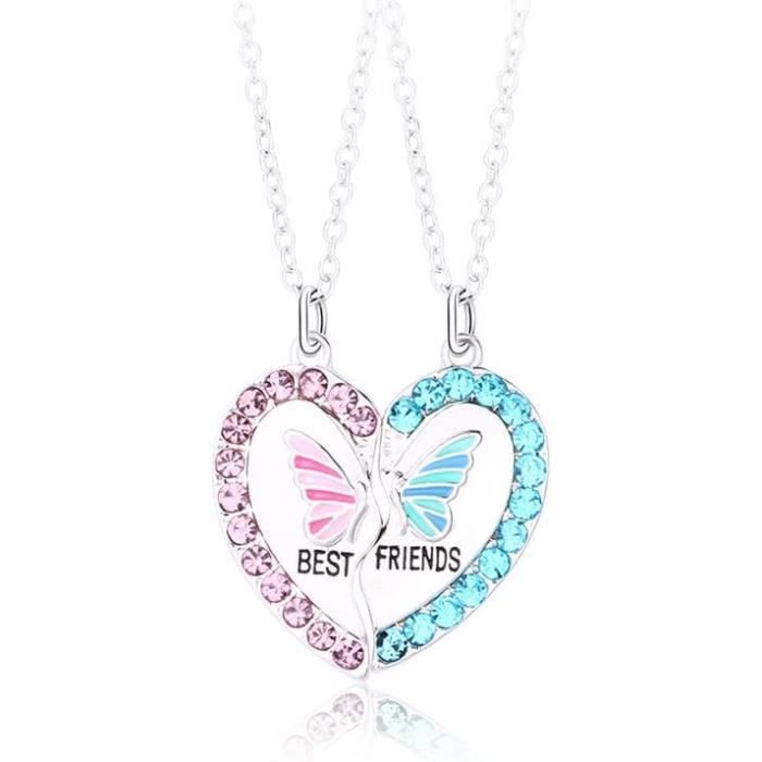 Bff Collier D'Amitié Pour 2 Filles, Meilleurs Amis Coeur Papillon ...