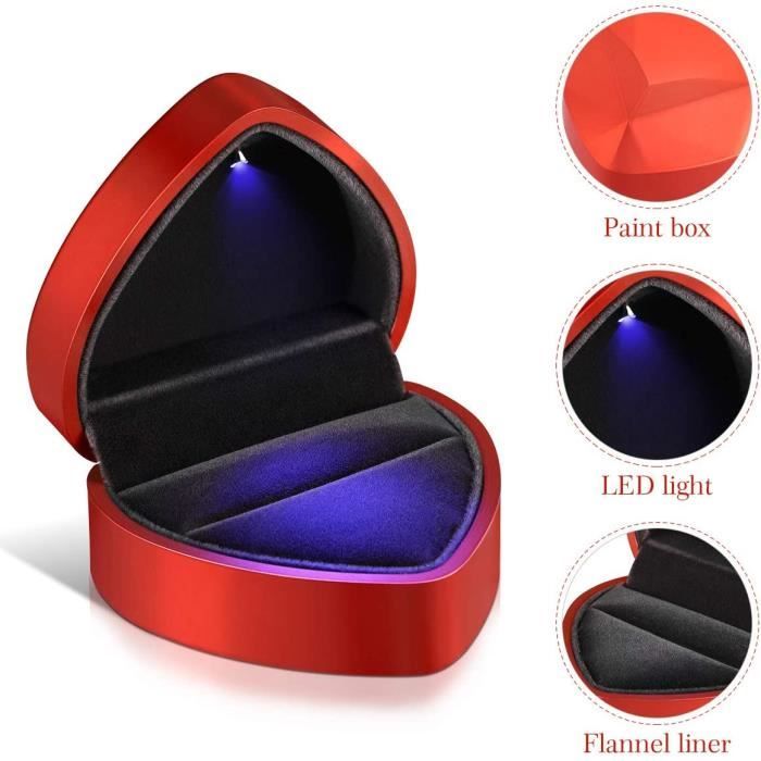 Led Allumé En Forme De Coeur Boîte De Bague De Stockage Anniversaire De ...