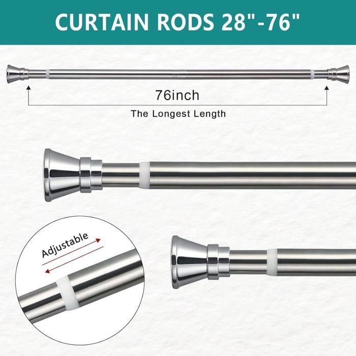 Tringle À Rideaux Télescopique, 60-190 Cm Tringle À Rideaux Extensible ...