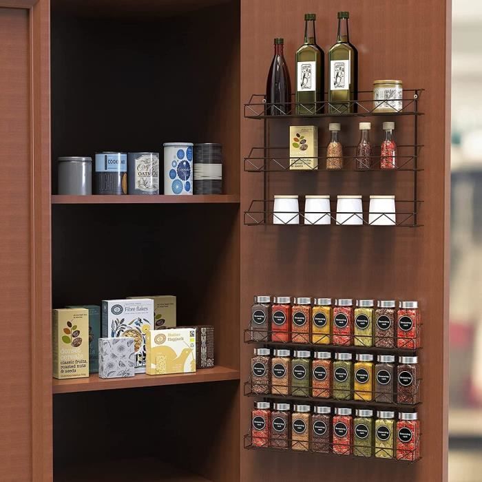 Lot De 2 Étagères À Épices Murales À Suspendre-Grand Organisateur À Épices Pour Le Rangement Des ...