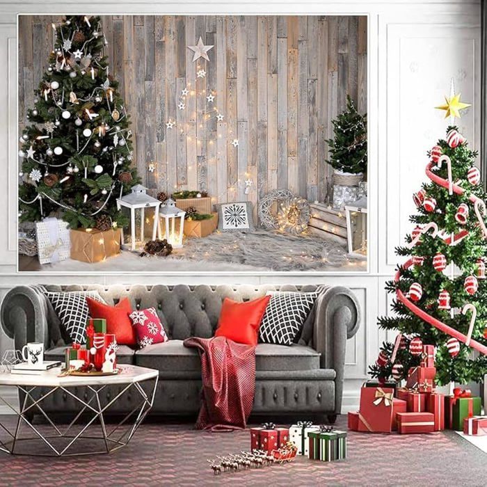 Toile de fond en bois rustique de Noël pour photographie, fond d&arbre ...