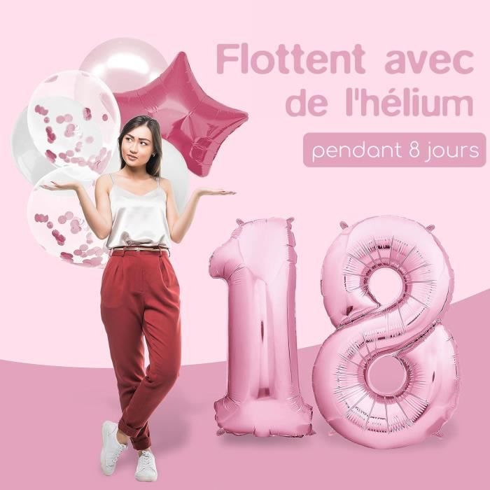 Ballon Anniversaire 18 Ans - 101 Cm Ballon Chiffre - Deco Kit ...