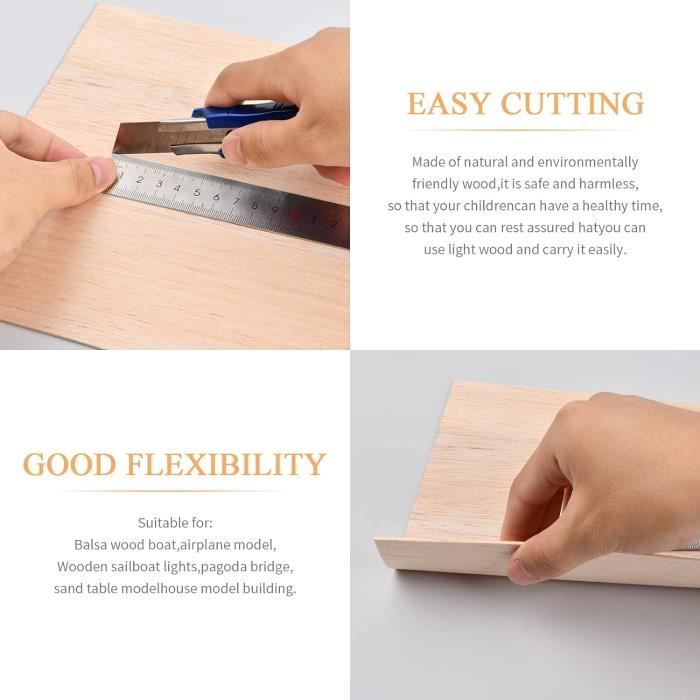 5 Pièces Bois de Balsa 2mm, Feuille de Bois Balsa Artisanat du Bois ...