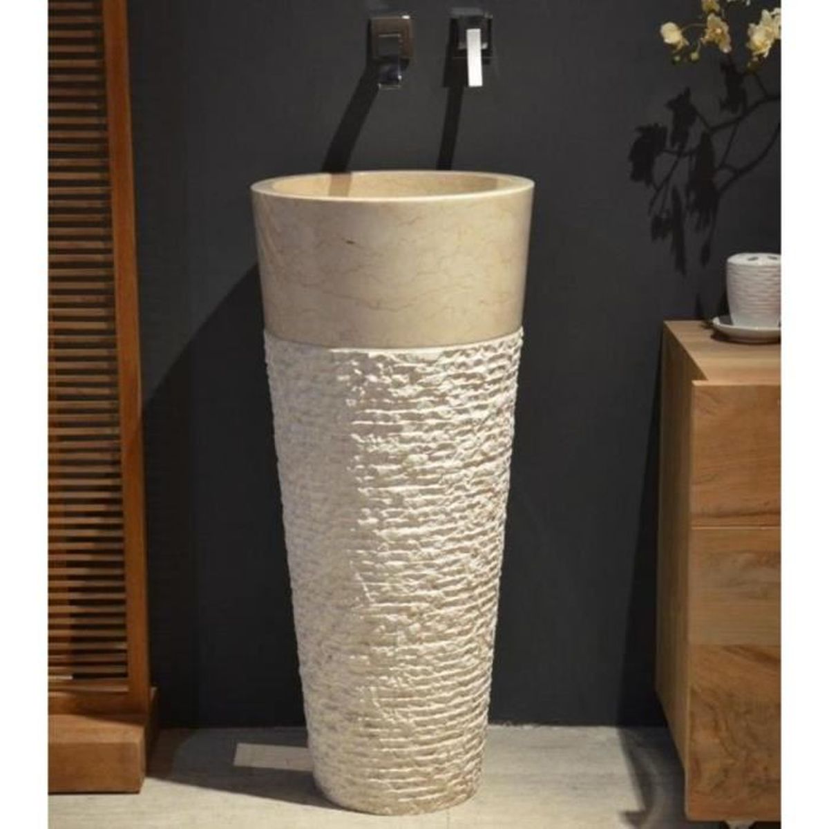 Vasque en forme de colonne en marbre beige - Cdiscount Bricolage