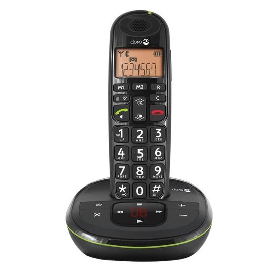 Téléphone Fixe Senior DECT avec Répondeur PhoneEasy 105wr Doro Noir ...