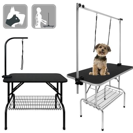 LILIIN Table de toilettage pour chiens avec panier inférieur, table de ...