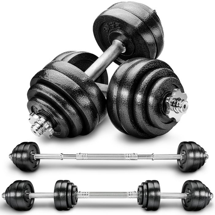 RE:SPORT Kit d'haltères 2-en-1 | 30 kg| Ensemble modulable d'haltères ...