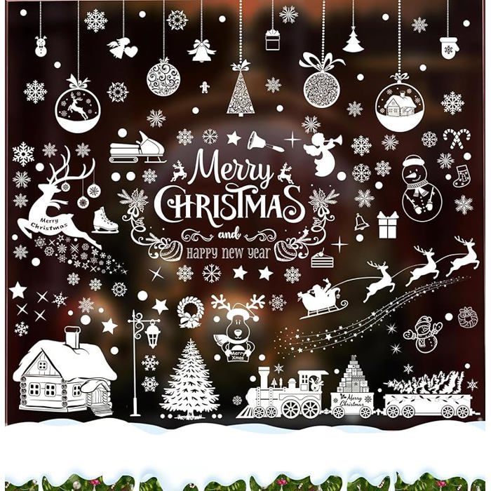 236 Christmas Window Stickers Christmas Decoration Santa Reindeer ...