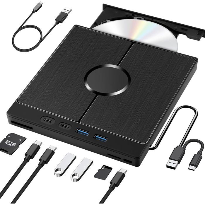 Lecteur DVD Externe,USB3.0 Externe,Lecteur DVD Externe avec Lecteur de ...