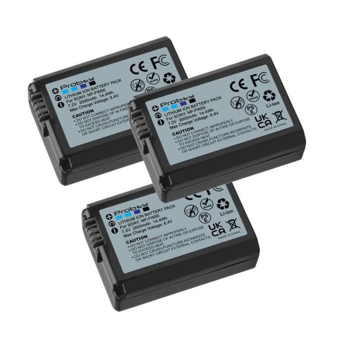 3 Pcs Battery-NP-FW50 NP-FW50 Remplacement Batterie Pour Sony ZV-E10 A7 A7R A7RII A7II A7SII A7S ...