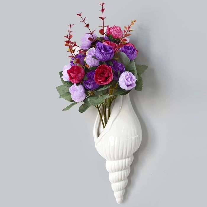 Vase De Fleurs Mural En Céramique Avec Coquillage De Mer - Décoration ...