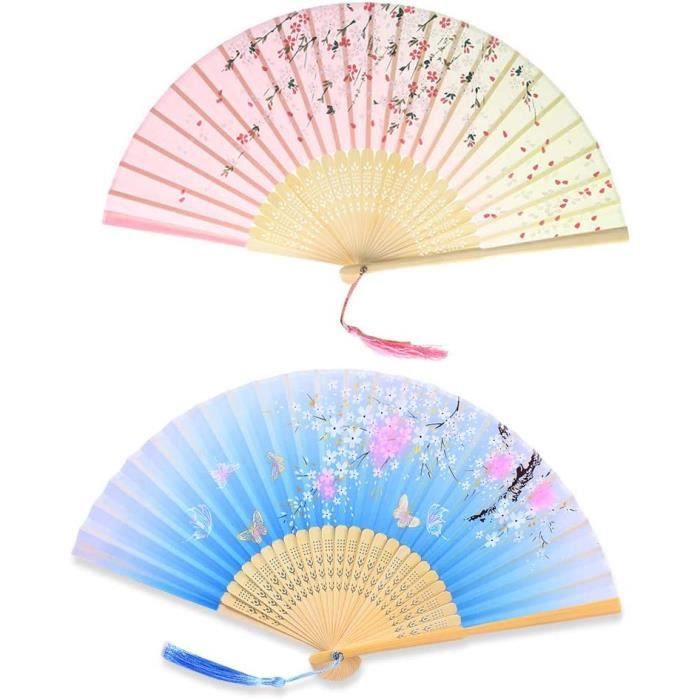 Éventail Papillon Bleu Éventail Bambou Papillon Éventail À Main Bleu ...