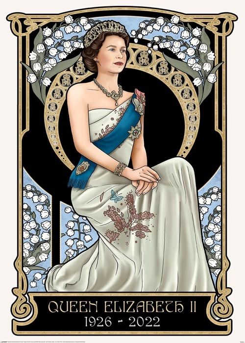 Queen Elizabeth II 1926 - 2022 - Art Nouveau - 61x91,5cm - Affiche ...