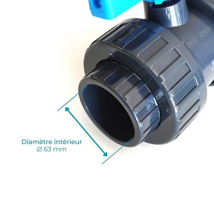 Vanne à coller 63mm double union démontable PVC Pression PN16 Vanne à ...