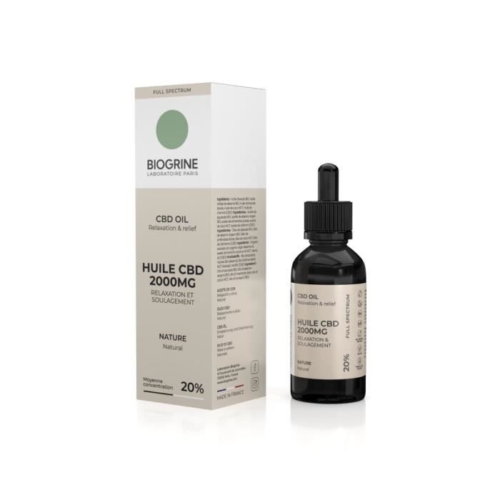 Huile CBD 2000mg Full Spectrum 20% | Relaxation et Soulagement | Goût ...