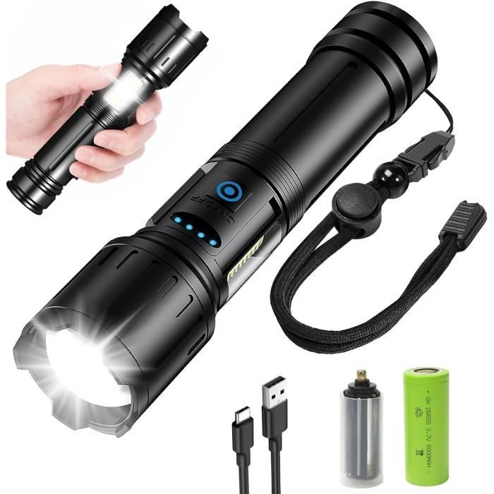 Lampe Torche Led Ultra Puissante, 10000 Lumens Lampe De Poche Cob Usb ...