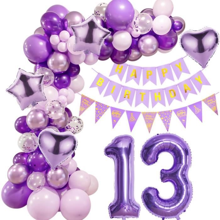 Ballons Violet 13 Anniversaire Fille, 13 Ans Arche Ballon Violet ...