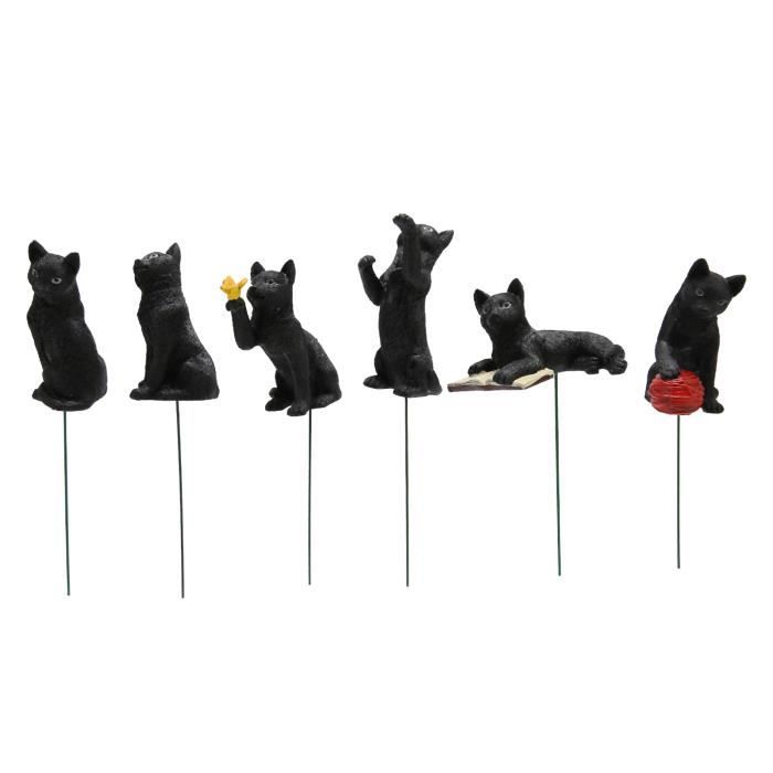 URB piquets de chat noir Statuette de chat noir de 6 pièces Style ...