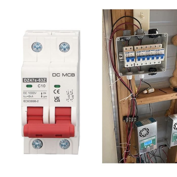 Disjoncteur CC - CIKONIELF - 2P - 10A - DC1000V - Protection contre surcharges et courts ...