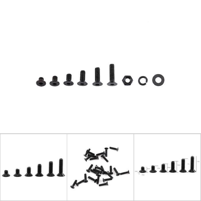 EJ.life assortiment de boulons Boulon de vis à six pans creux en acier allié noir M3 avec ...