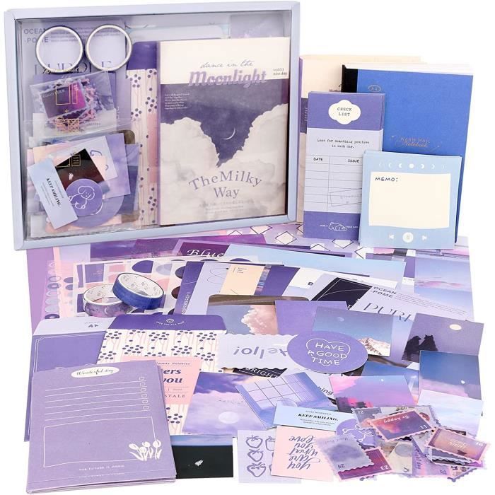 Kit de Scrapbooking de 155Pcs, Violet Esthétique Journal Scrapbook avec ...