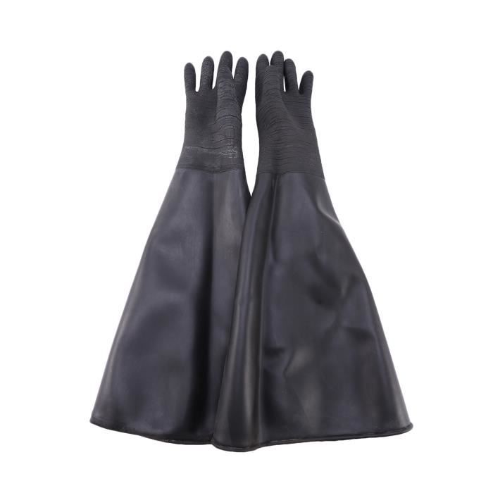 Gants de Sablage en Caoutchouc Noir Gants de Sablage Abrasifs à Rayures pour Sablage 65X30Cm ...