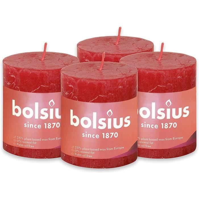 Bolsius Rustik Lot de 4 bougies pilier - Ivoire - Bougies décoratives ...