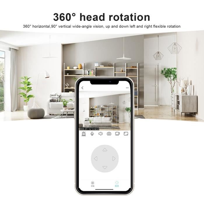 JIM-Caméra de sécurité intérieure sans fil avec prise vue 360° PTZ Pet ...