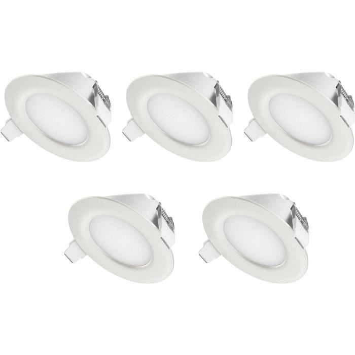 Lot De 5 Mini Spots Led Encastrables Ultra Plats Ip44 Pour Le Salon - Convient Également Pour La ...