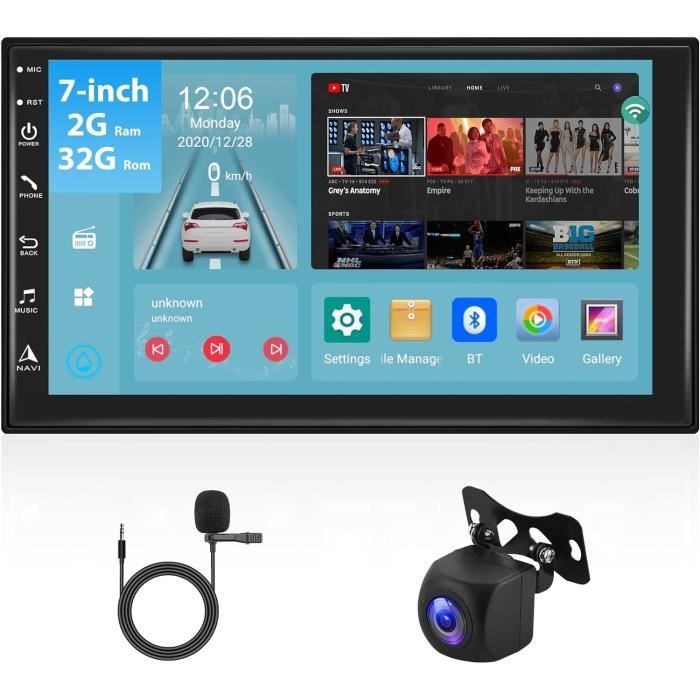 Autoradio Android 2 Din 2 Ram+32 Rom Carte Sim Sans Fil Carplay Android Auto Avec Écran 7 ...