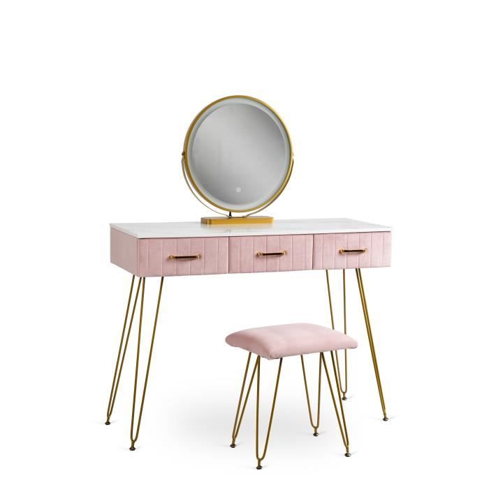 Coiffeuse - VIVALDI - Sandy - Rose/Dore - Élégance - Chic - Montage ...