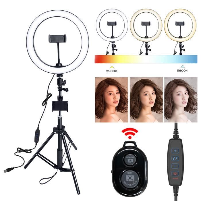 XMTECH 10" LED Lumière Anneau Trépied pour Youtube/TIKTOK en Direct Selfie Lumiere, avec Support ...