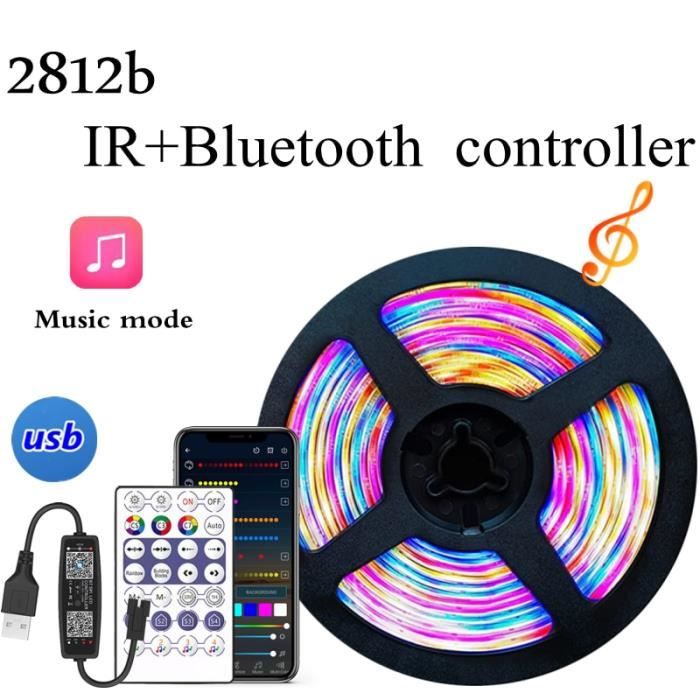 BANDE LED,Ws2812 IR BT Control-3m--Bande lumineuse LED DC 5V USB WS2812B, 1M 30M, RGB 5050 ...
