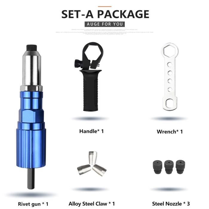 RIVEUTEUSE,Set-A--Perceuse à écrou sans fil, pistolet à riveter électrique 2,4 à 4,8 mm ...