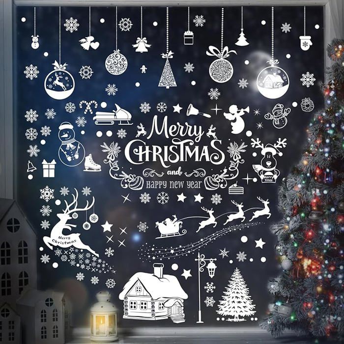 236 Christmas Window Stickers Christmas Decoration Santa Reindeer ...