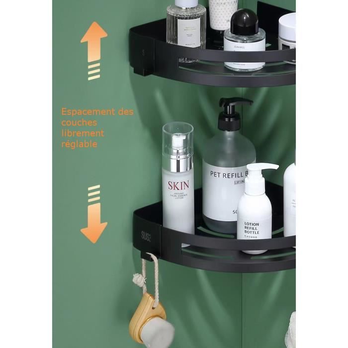 Porte Shampoing Douche Sans Percage 2 Pièces, Aluminium Support Gel ...