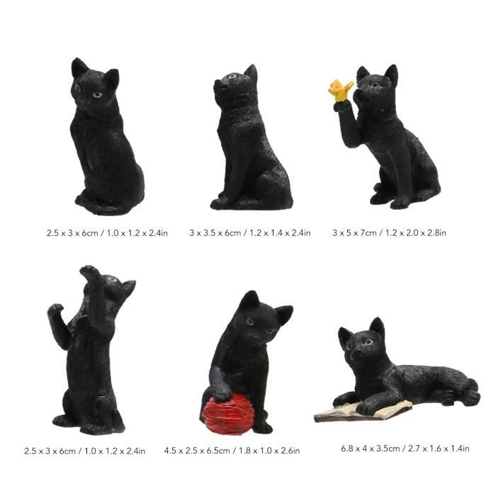 URB piquets de chat noir Statuette de chat noir de 6 pièces Style ...
